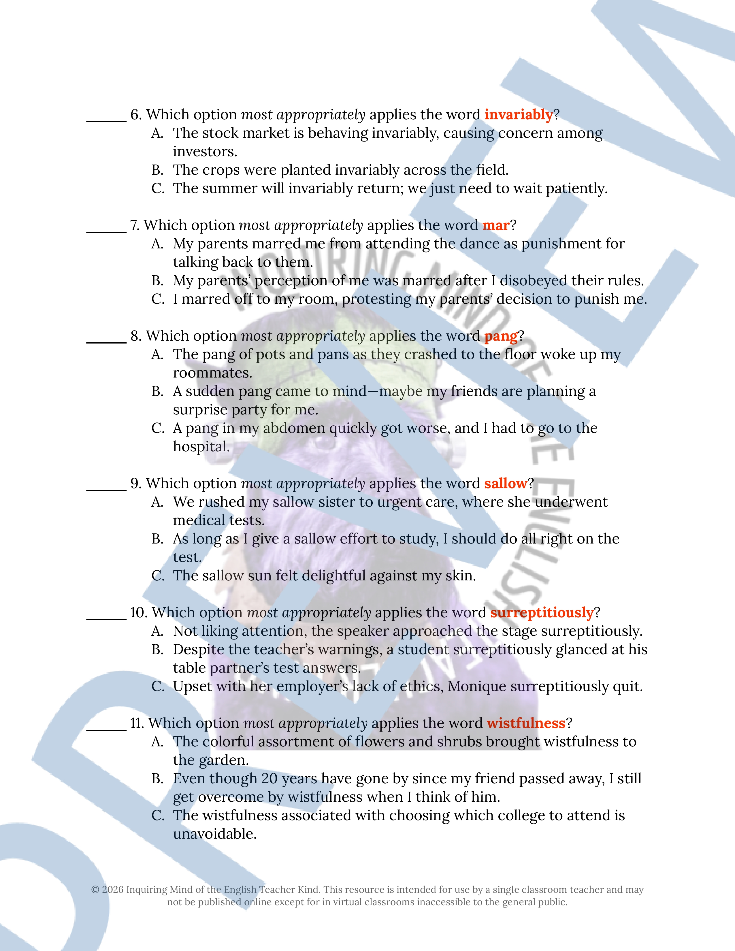 "Mommy" by Mary Elizabeth Counselman Vocabulary Worksheets | Weird ...