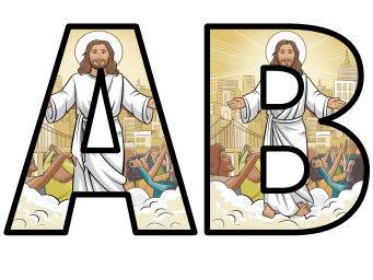 Jesus Christ Lord Saviour Light Religion Crowds People Lettering Set ...