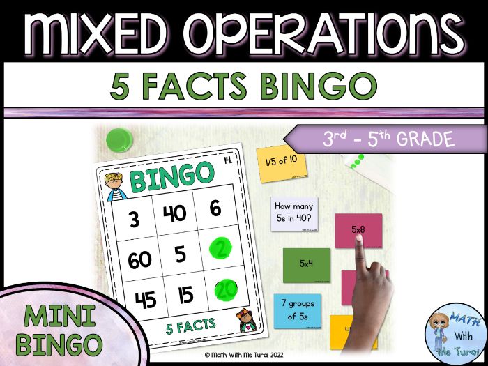 Multiplication and Division Fact Fluency Mini Bingo | 5 Facts ...