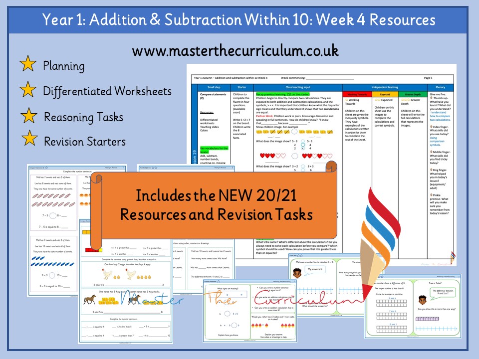Year 1 - Addition and Subtraction within 10 (Autumn) Bundle | Teaching ...