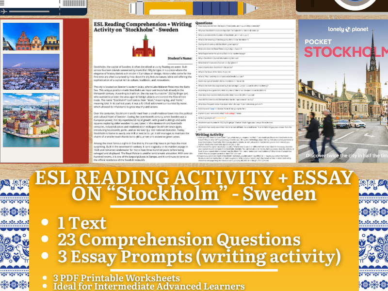 ESL Reading Comprehension + Writing Activity Worksheets - Stockholm ...