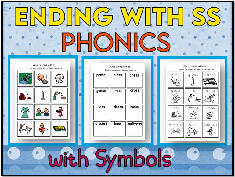 Phonics Words Ending With SS Symbols Teaching Resources