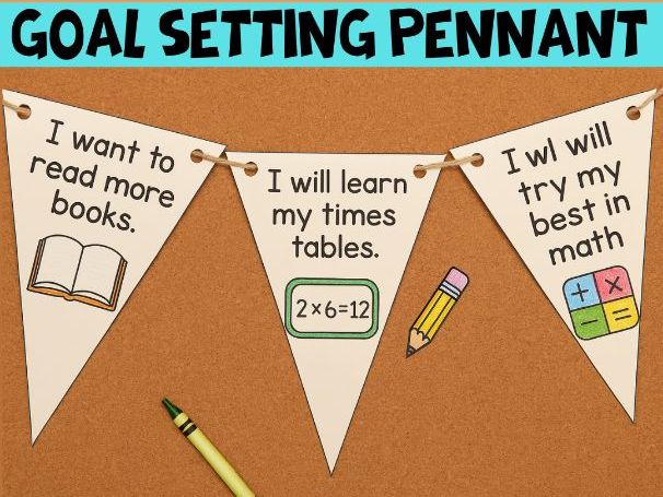 Back to School Goal Setting Pennant Craft | Bulletin Board Banner ...