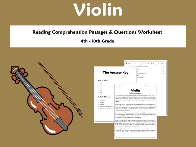 Violin: Reading Comprehension Passages & Questions Worksheets ...