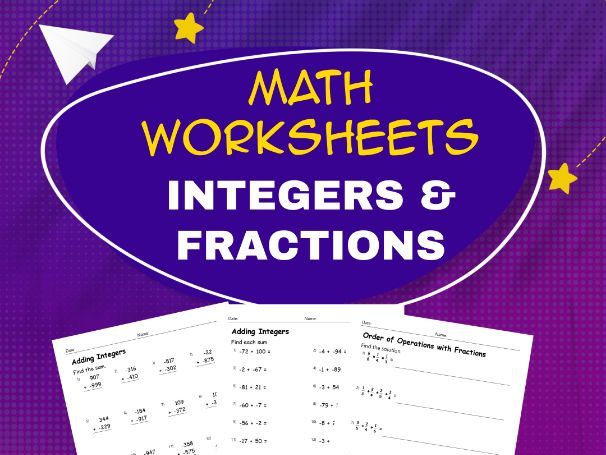 Fraction Operations and Integer Concepts Grades 5-8 | Teaching Resources