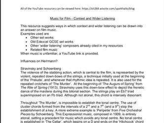 Area of Study Three: Music For Film for Edexcel Music A Level (2016 ...