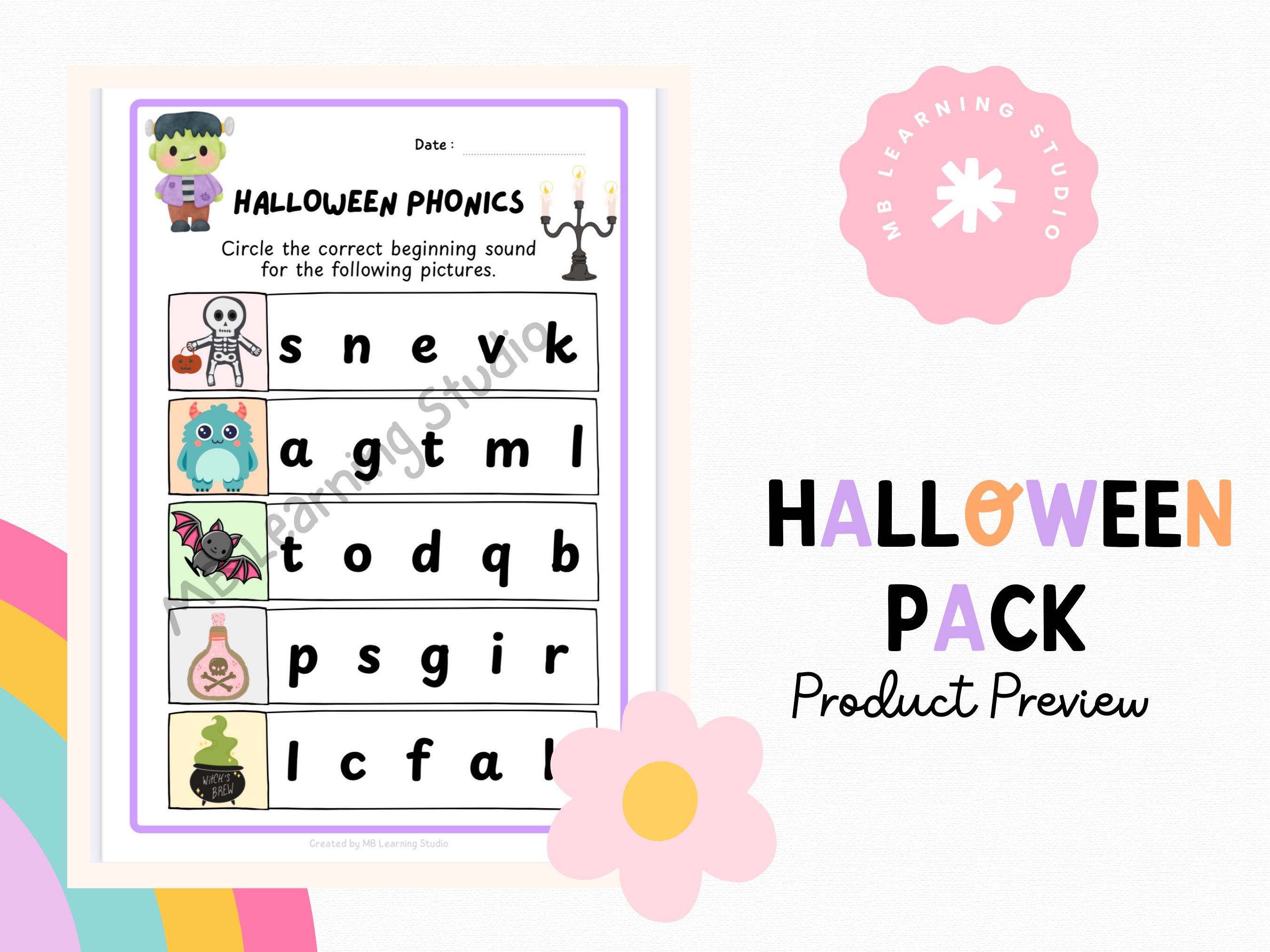 Halloween Initial Sound Worksheet | EYFS, KS1, Pre-K–1st Grade ...