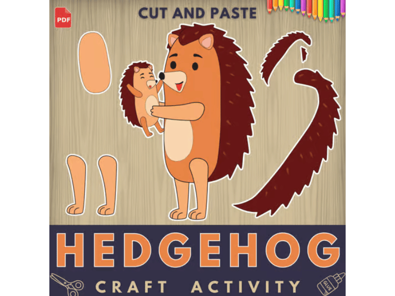 Hedgehog Craft Activity | Cut and Paste Woodland Animal Craft for Kids ...