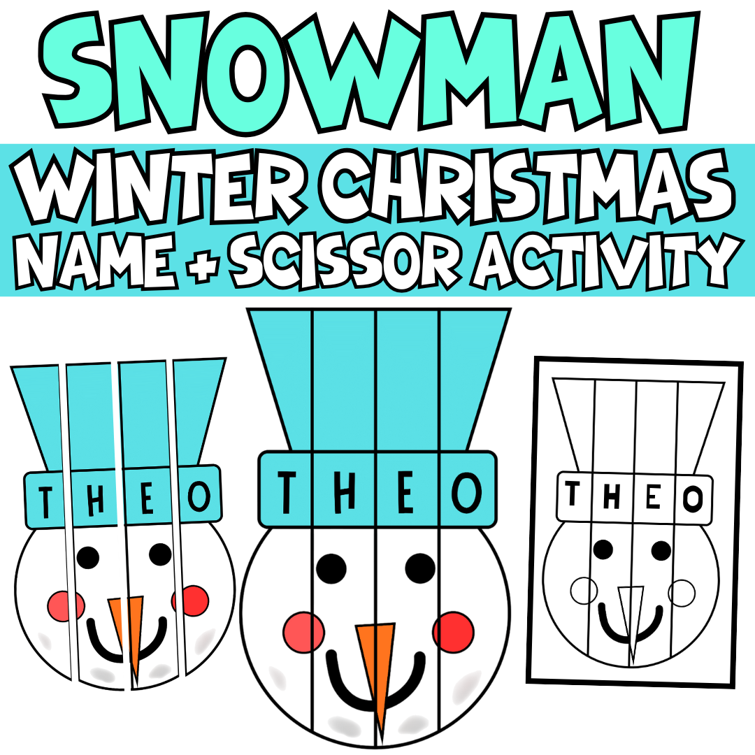 Snowman Name Craft Puzzle Christmas Winter Scissor Activity & Bulletin ...