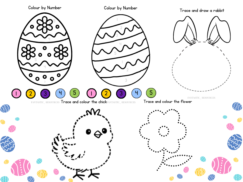 Easter Fine Motor Skills Activities | Colour by Number, Tracing ...