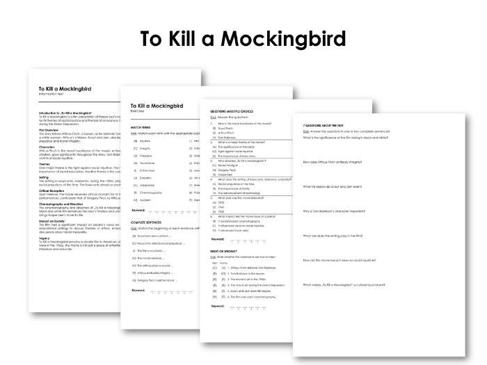 The Movie "To Kill a Mockingbird" | Teaching Resources