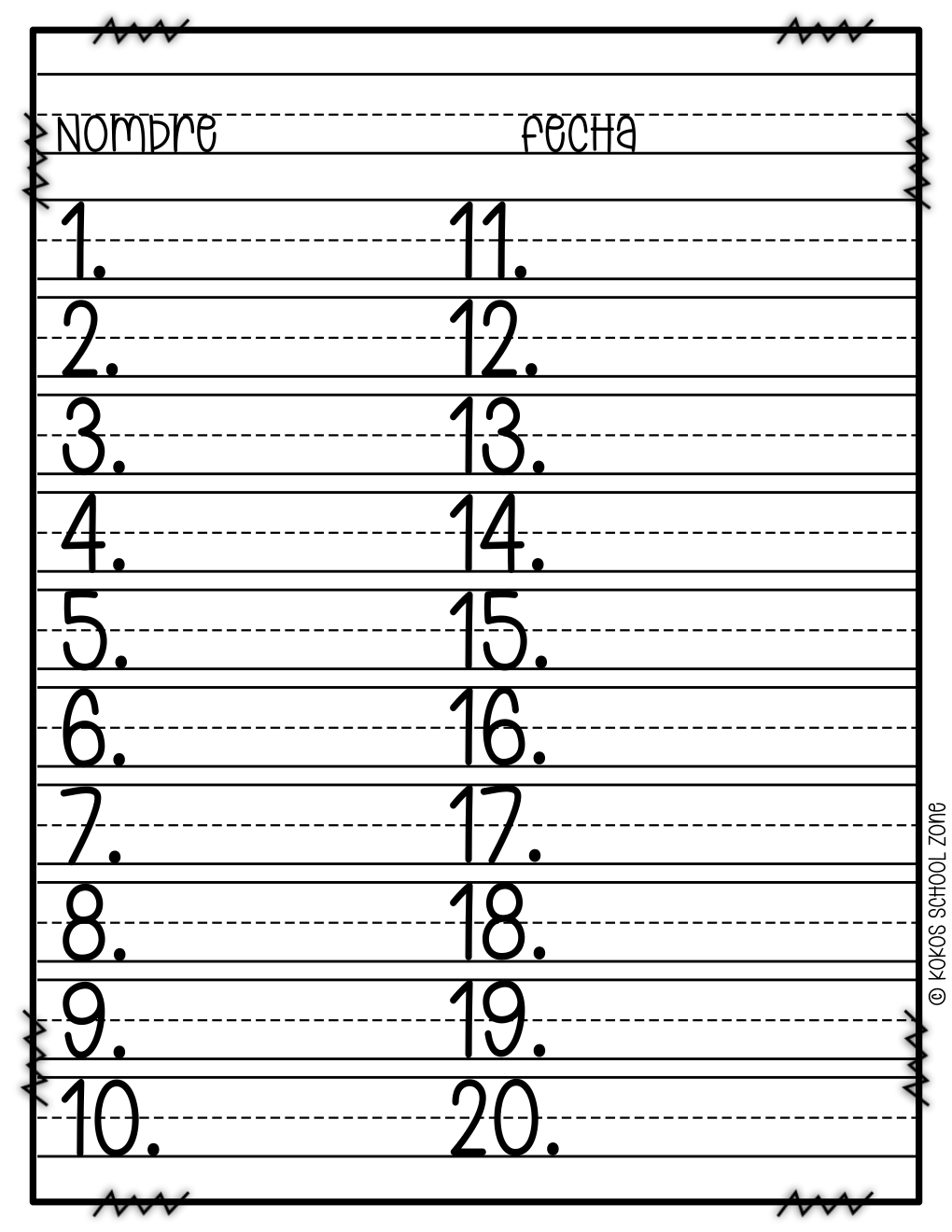 Plantillas para Dictado en Español - 10, 15, 20 y 25 Palabras ...