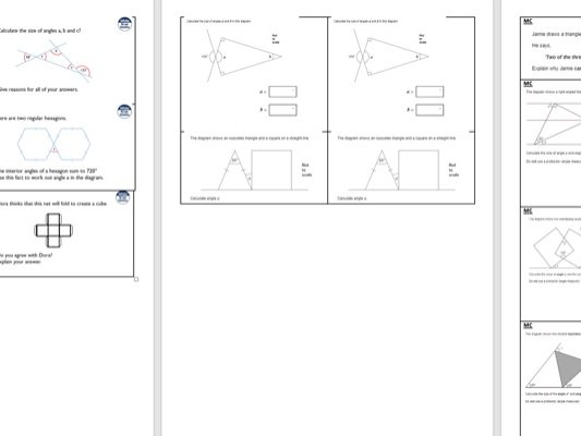 Missing Angle Reasoning Questions Year 6 Teaching Resources