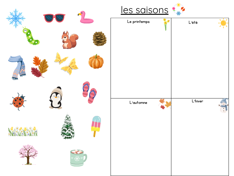 Les saisons-Seasons in French-craft activity | Teaching Resources