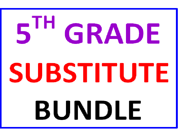 Fifth Grade Substitute BUNDLE 25 Worksheets Teaching Resources Fifth Grade Substitute BUNDLE 25 Worksheets Teaching Resources