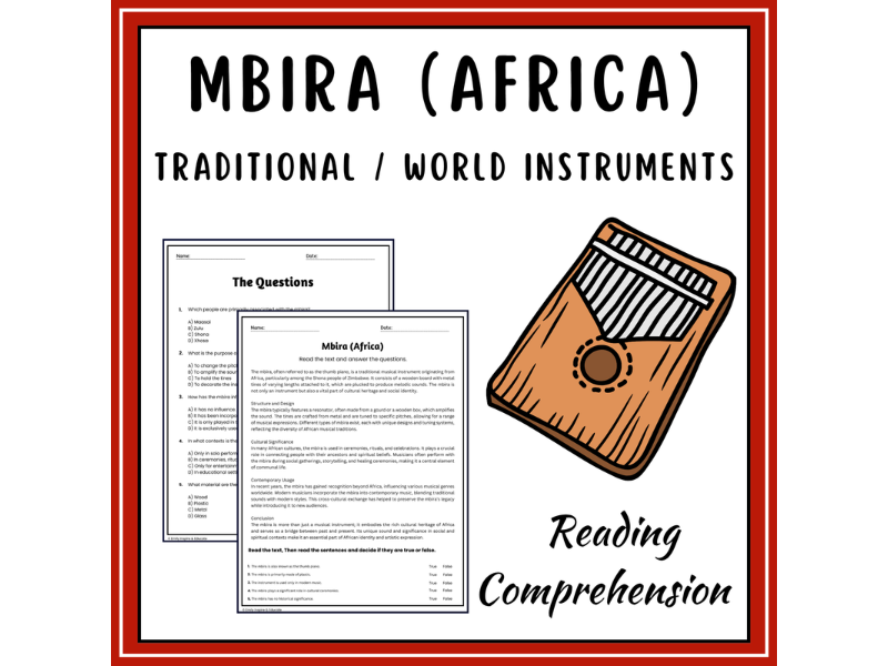 Mbira: The African Thumb Piano Reading Comprehension Passages ...