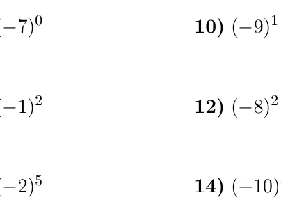 Powers Of Positive And Negative Numbers Worksheet (with solutions ...