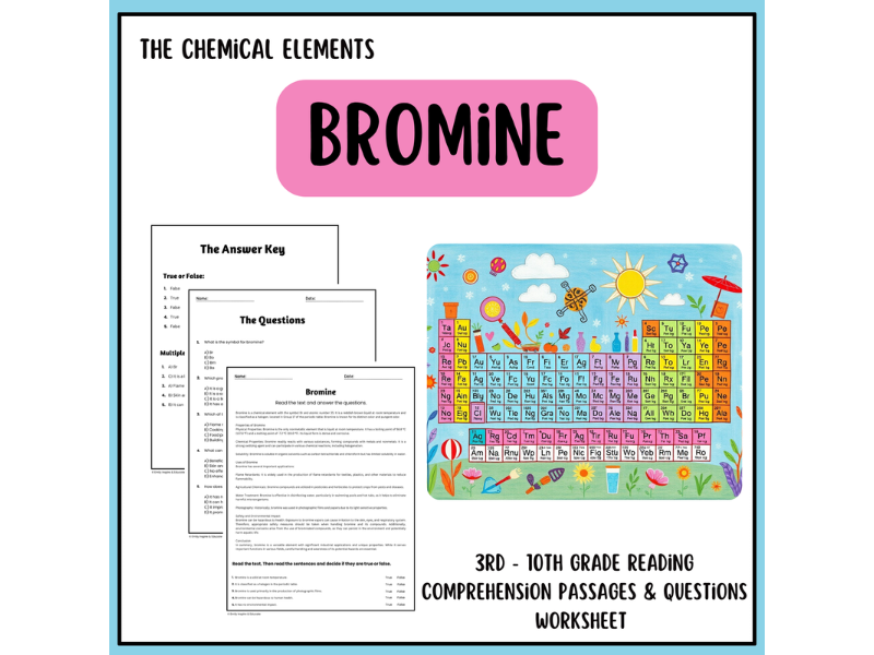 Bromine - Reading Comprehension Passages & Questions Worksheets ...