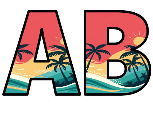 Palm Trees Island Lettering Set Display Title Letters Numbers Signs ...