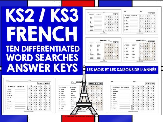 FRENCH MONTHS & SEASONS WORD SEARCHES | Teaching Resources