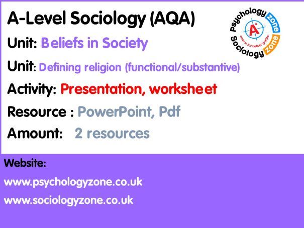 AQA A Level Sociology Beliefs In Society Definition Of Religion 