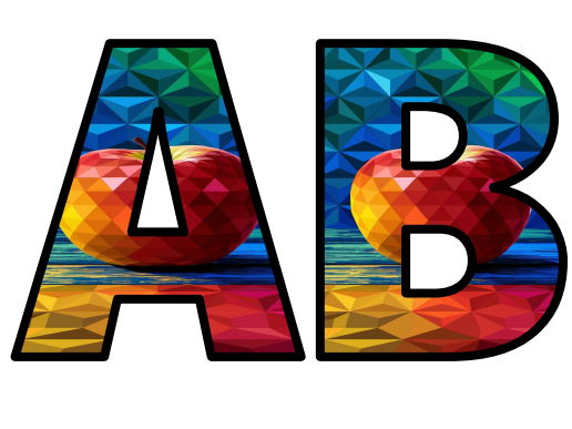 Geometric Faceted Apple Art AI Lettering Set Display Title Letters ...