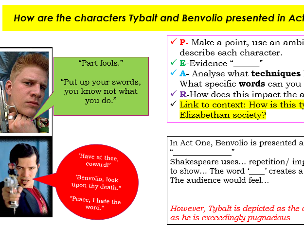 Romeo And Juliet Tybalt Benvolio Act 1 Scene 1 Teaching Resources