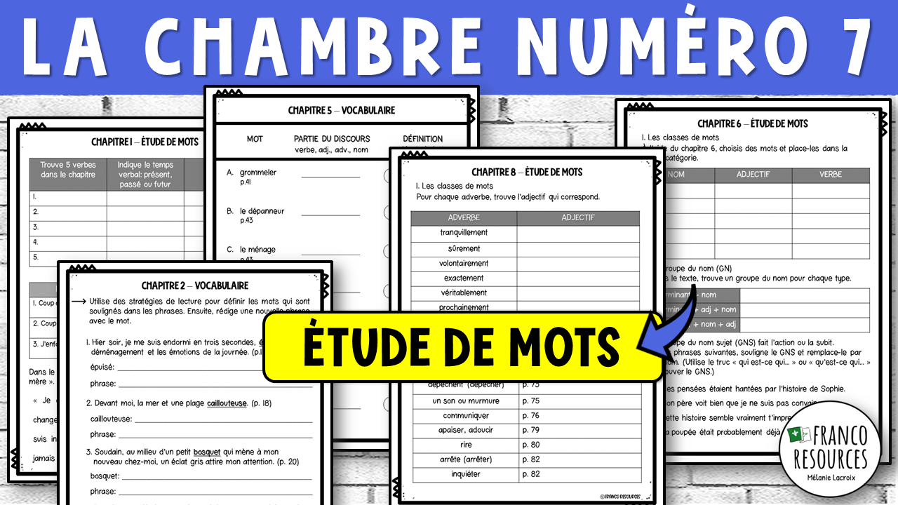 Complete French novel study | La chambre numéro 7 | étude de roman ...