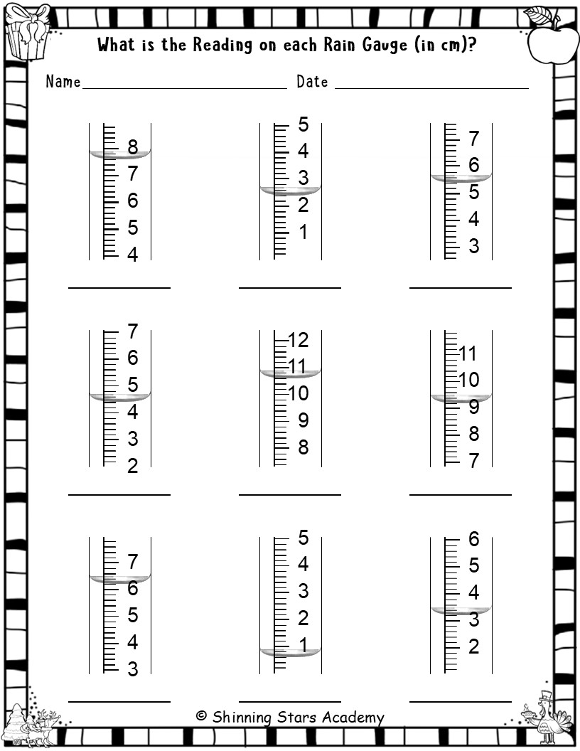 Practice Reading Rain Gauge (Reading in Centimeters (cm)) – Measurement ...