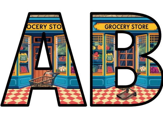 Grocery Store Lettering Set Display Title Letters Numbers Signs ...