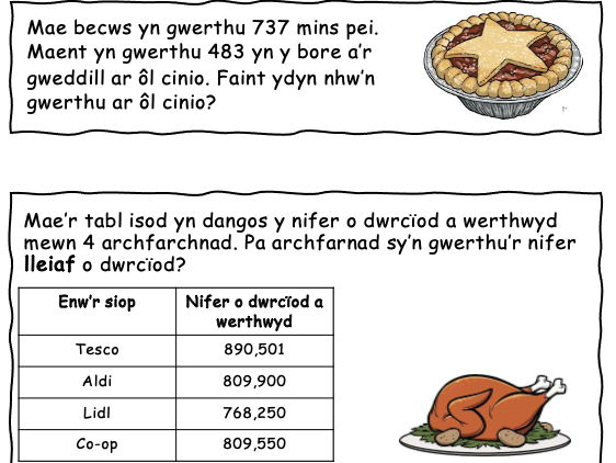 Datrys Problemau Mathemateg Nadolig | Teaching Resources