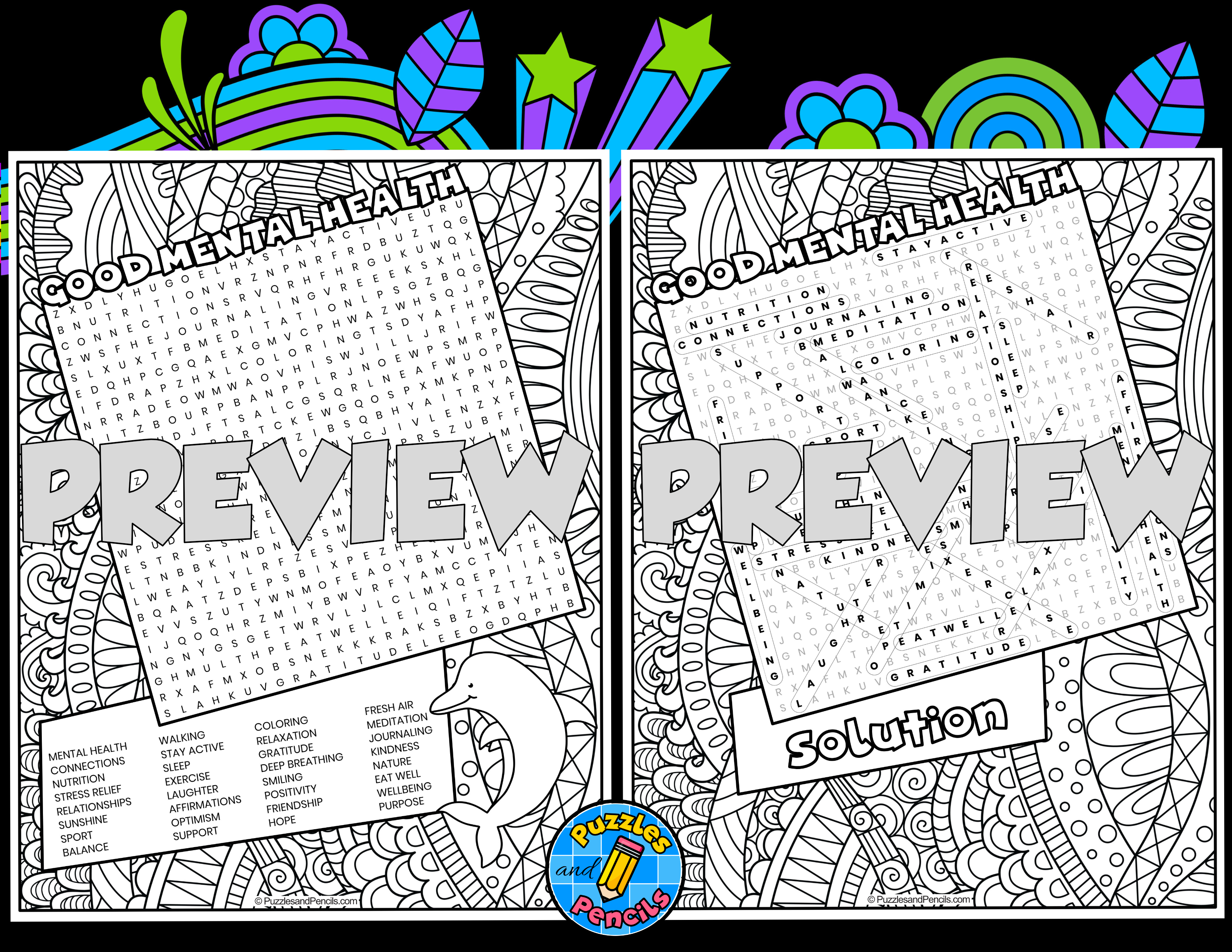 Good Mental Health Word Search Puzzle Activity Page | Health ...