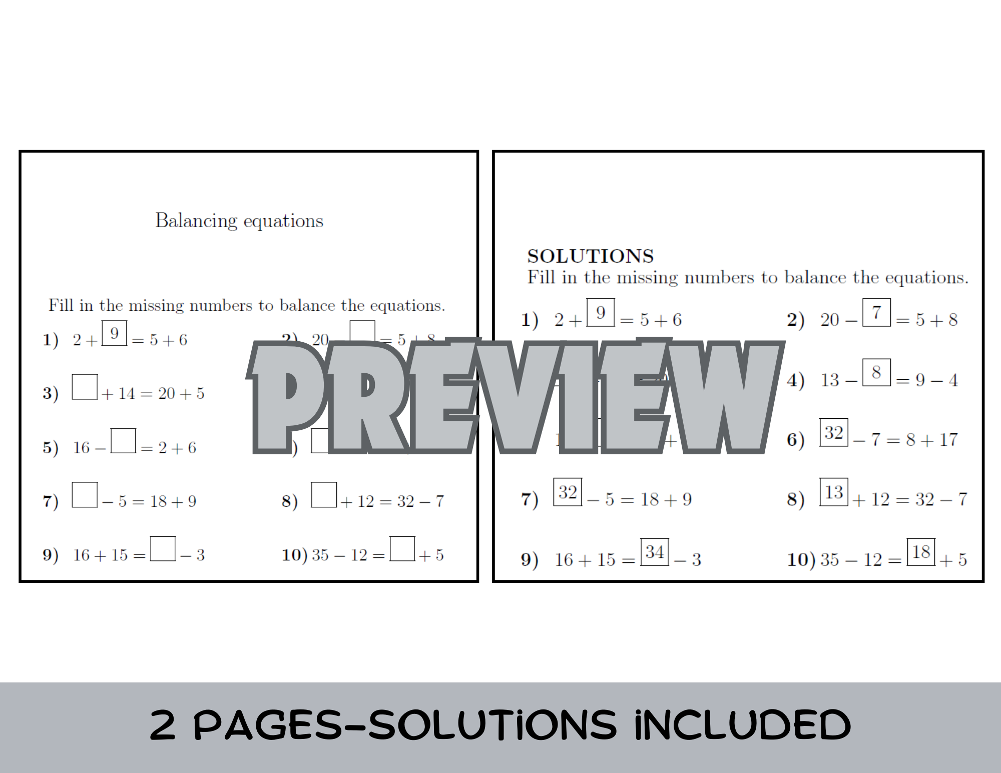 Balancing equations worksheet no 2 (with solutions) | Teaching Resources