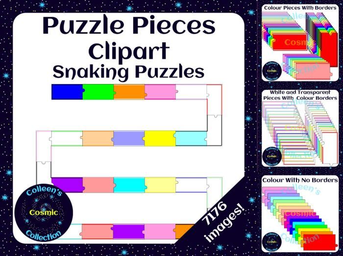 Snaking Puzzles Self-Correcting Puzzle Pieces Clipart Set 1 | Teaching ...