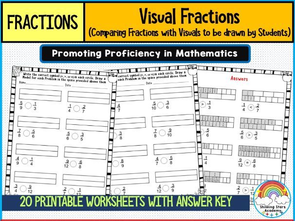 Draw Visual Fractions Model & Compare Fractions (> ,