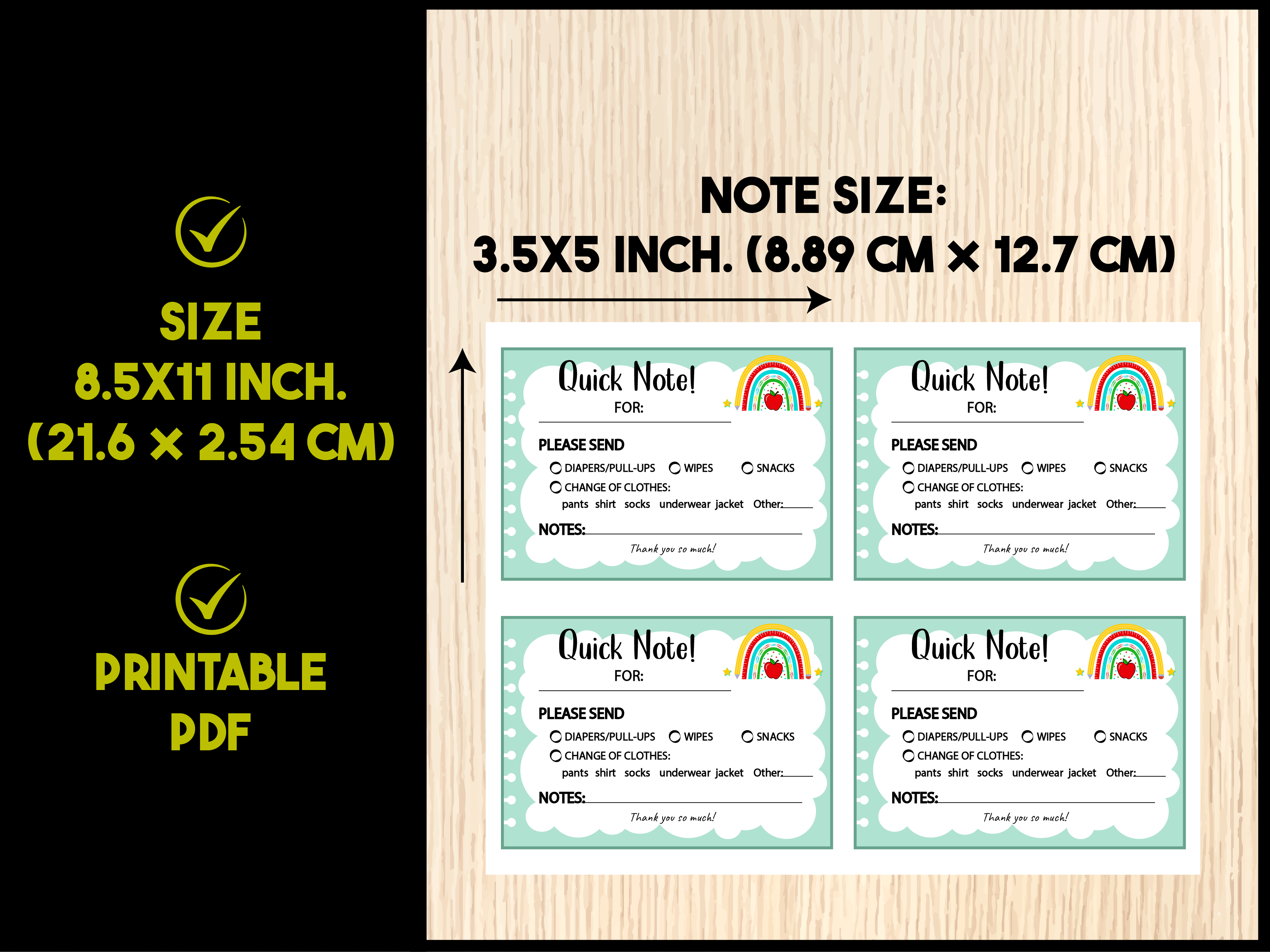 Daycare Quick Note Home | Childcare Mail | Note from Teacher ...