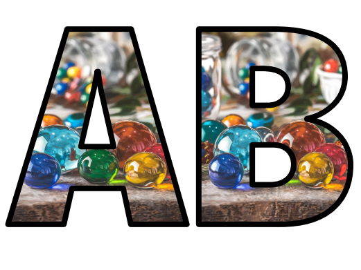 Glass Marbles Color Balls Art Lettering Set Display Title Letters ...