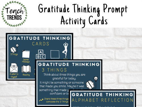 Gratitude Thinking Prompt Activity Task Cards | Teaching Resources