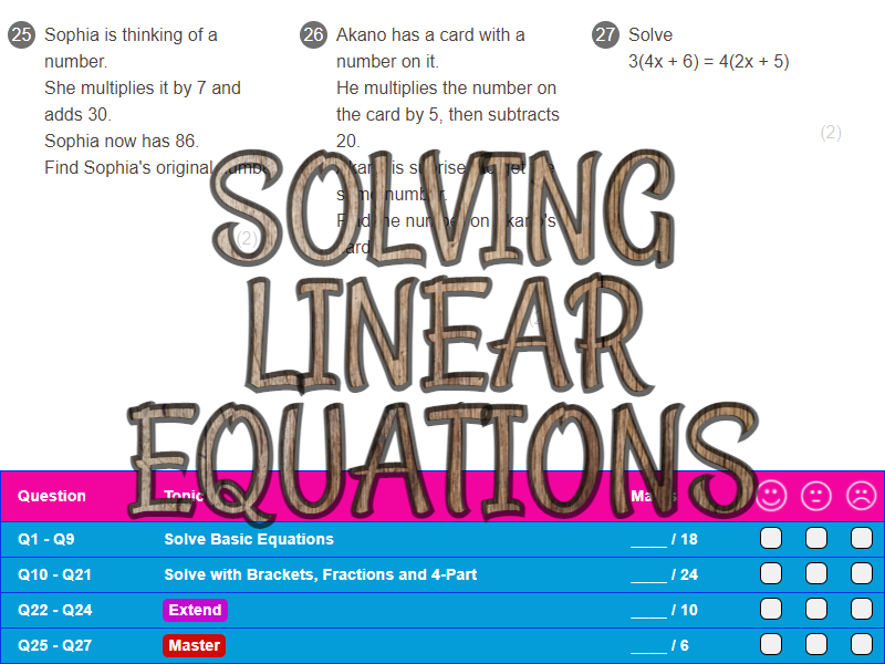 Solving Linear Equations Worksheet Answers Higher GCSE Teaching 