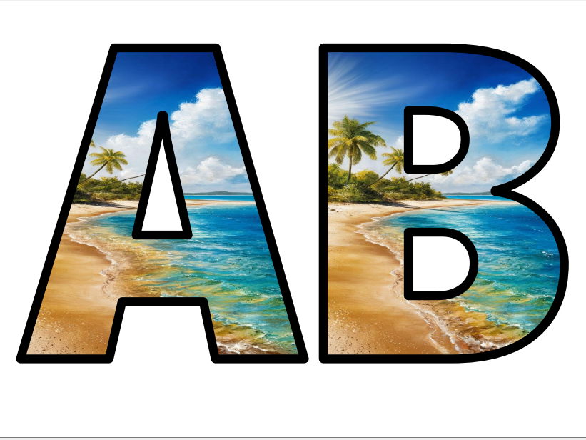 Beach Paradise Coconut Palm Tree Island Lettering Set Display Title ...