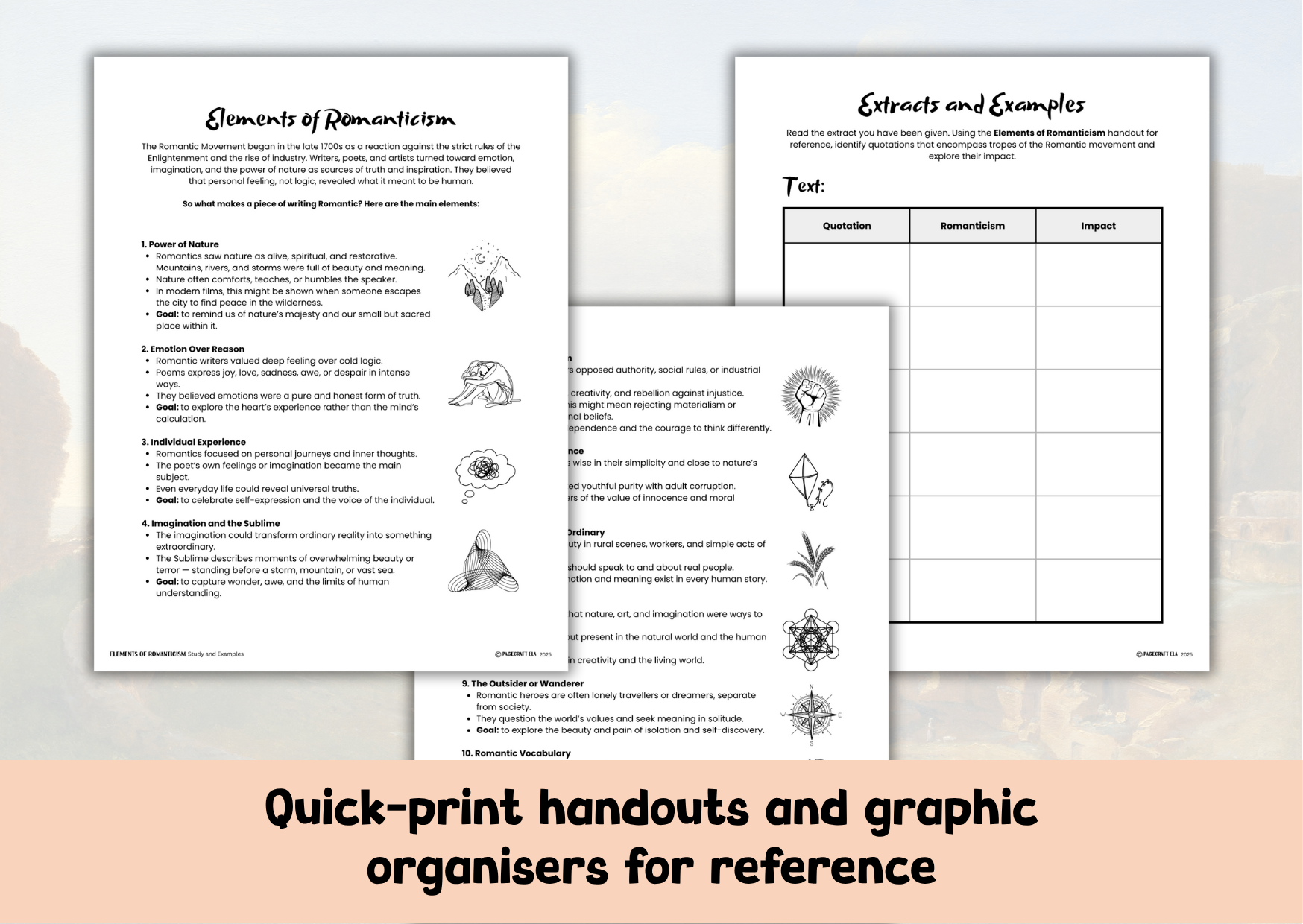 Romanticism Literature Elements and Extracts for Study with Graphic ...