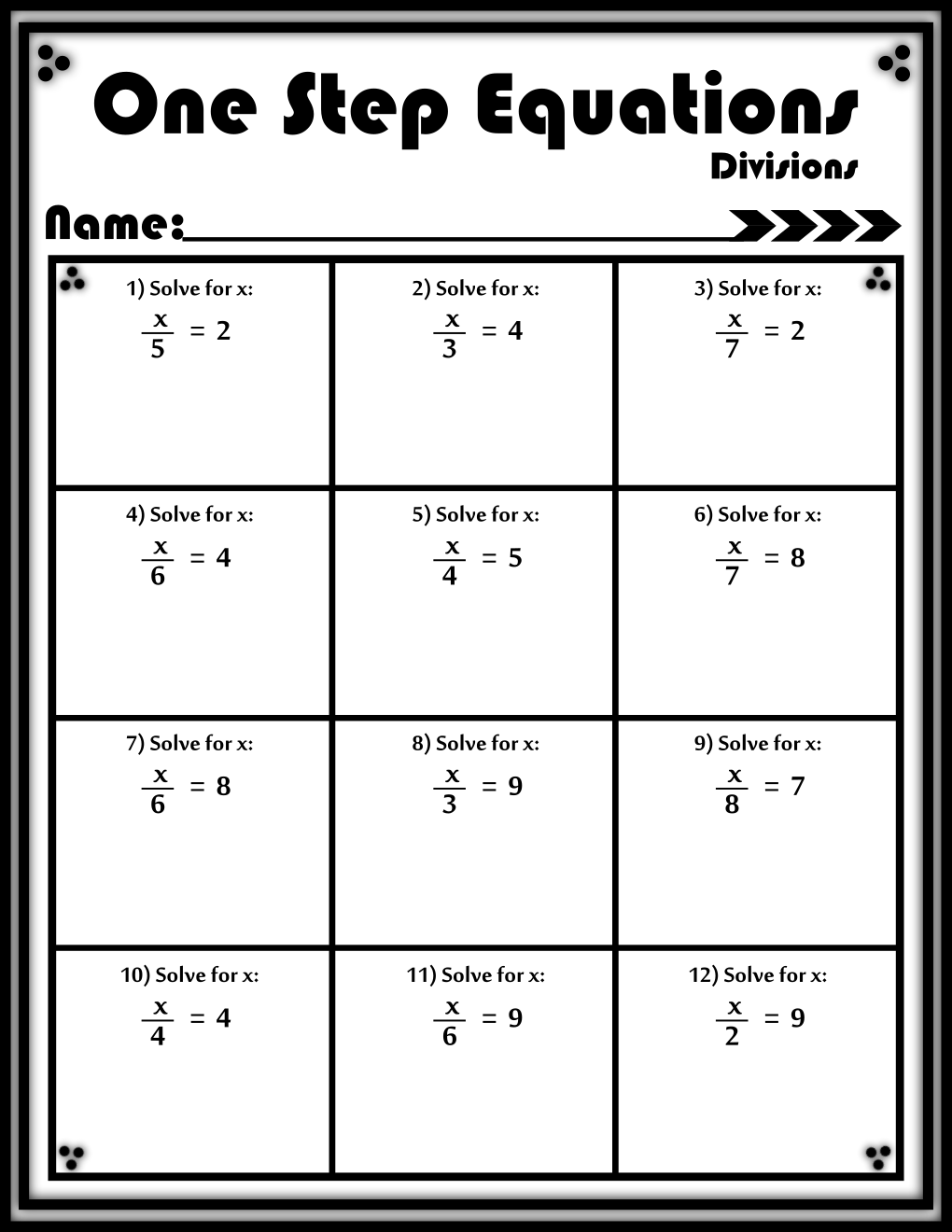 KS3 One-Step Equations Worksheets - Multiplication & Division | Year 7 ...
