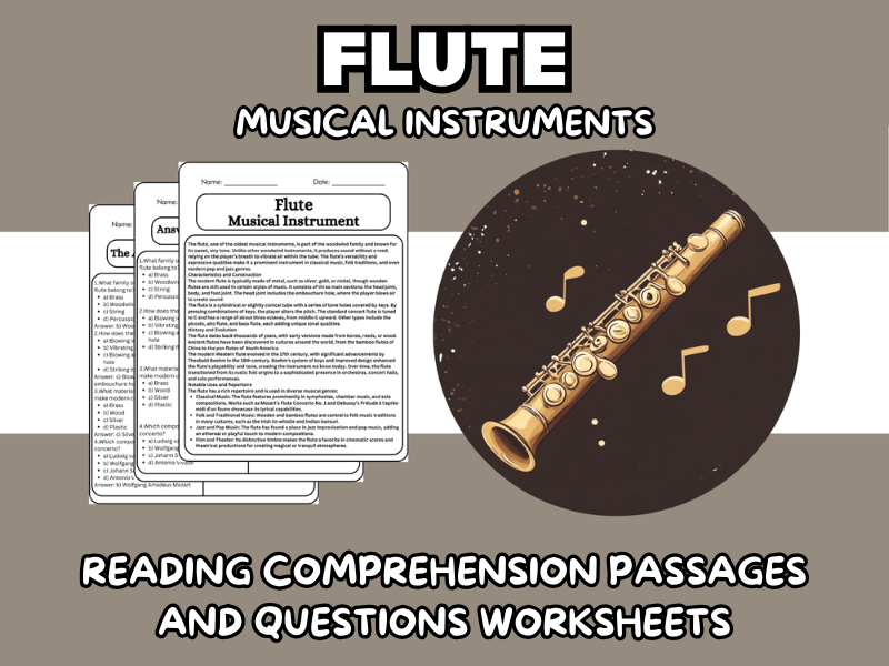 Flute - Musical Instruments Reading Comprehension Passages and ...
