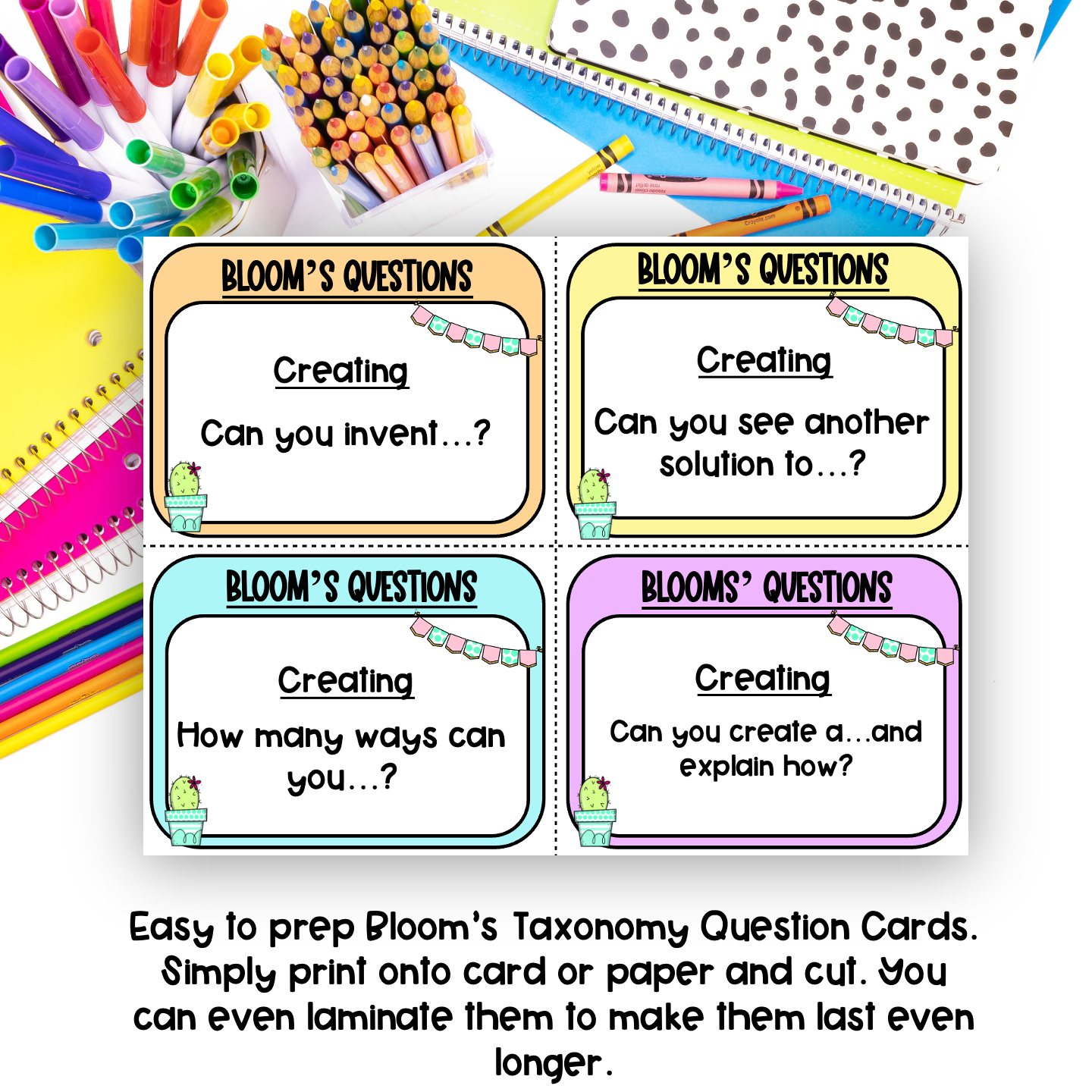 Bloom's Taxonomy Question Cards Prompts Questioning Strategies ...