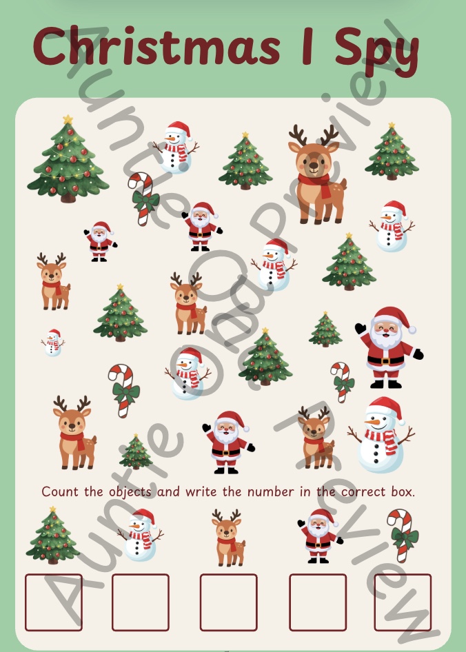 EYFS Christmas I Spy, Counting and Phonics Activities | Teaching Resources