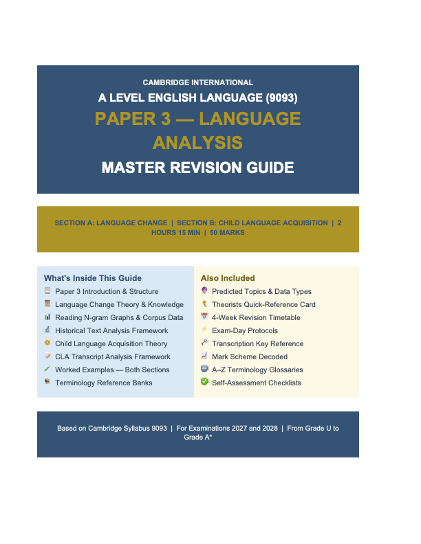 CIE A Level English Language (9093) Paper 3 Language Analysis Master ...