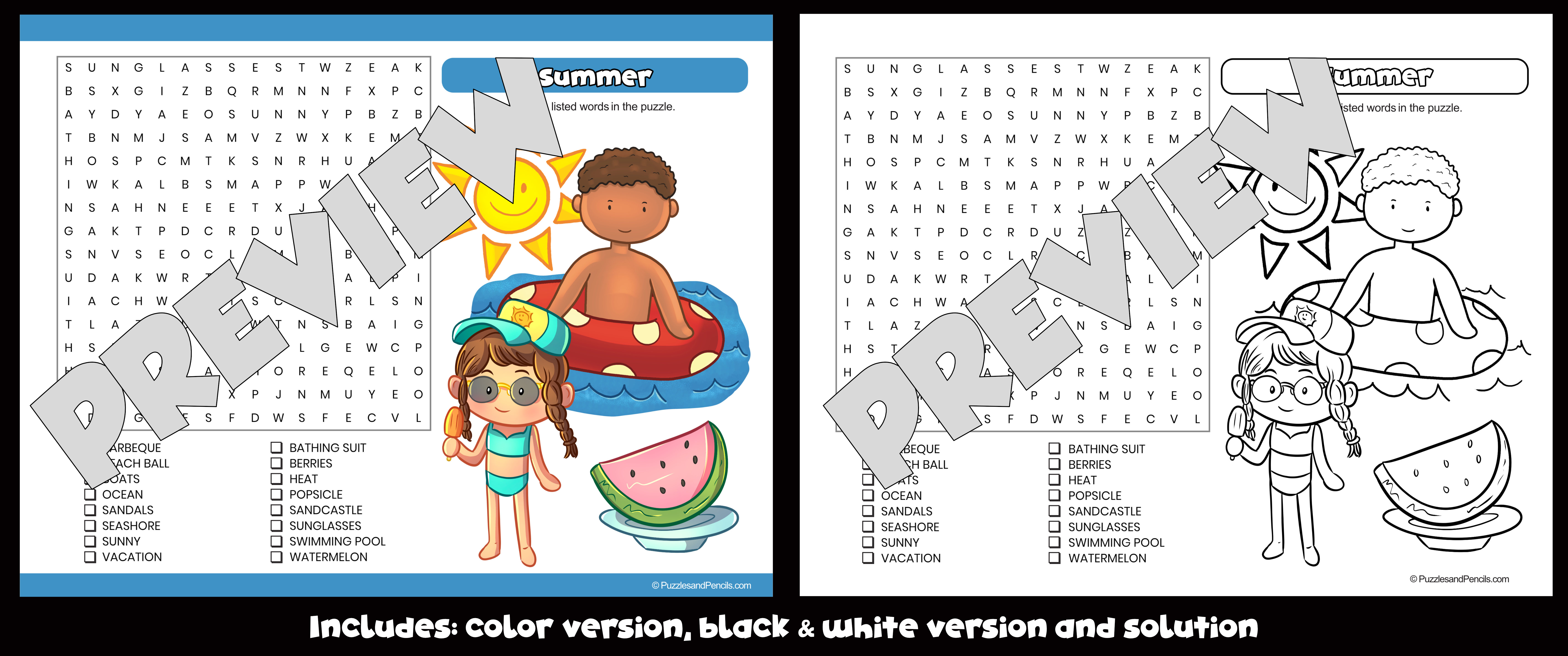 Summer Word Search Puzzle and Colouring | Summer Wordsearch | Teaching ...