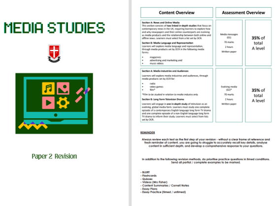OCR Media - Paper 2 Revision Booklet | Teaching Resources