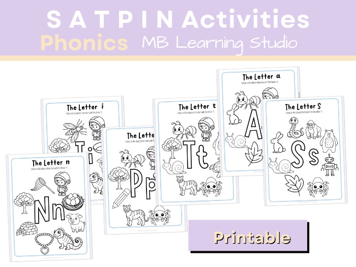 Initial Sound Colouring Sheets – Phase 2 Phonics (s, a, t, p, i, n ...