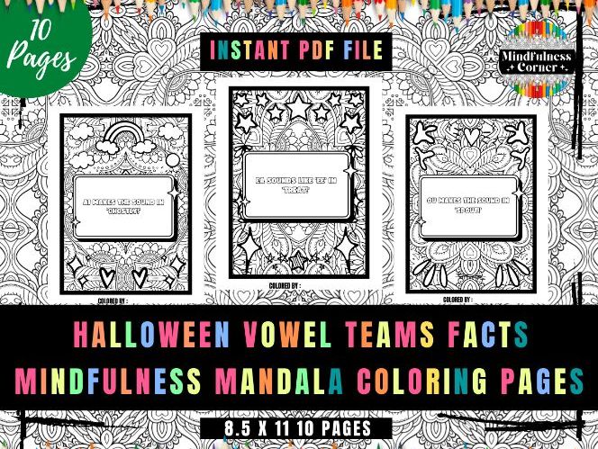 Halloween Vowel Teams Facts, Relaxing Coloring Pages, No Prep ...